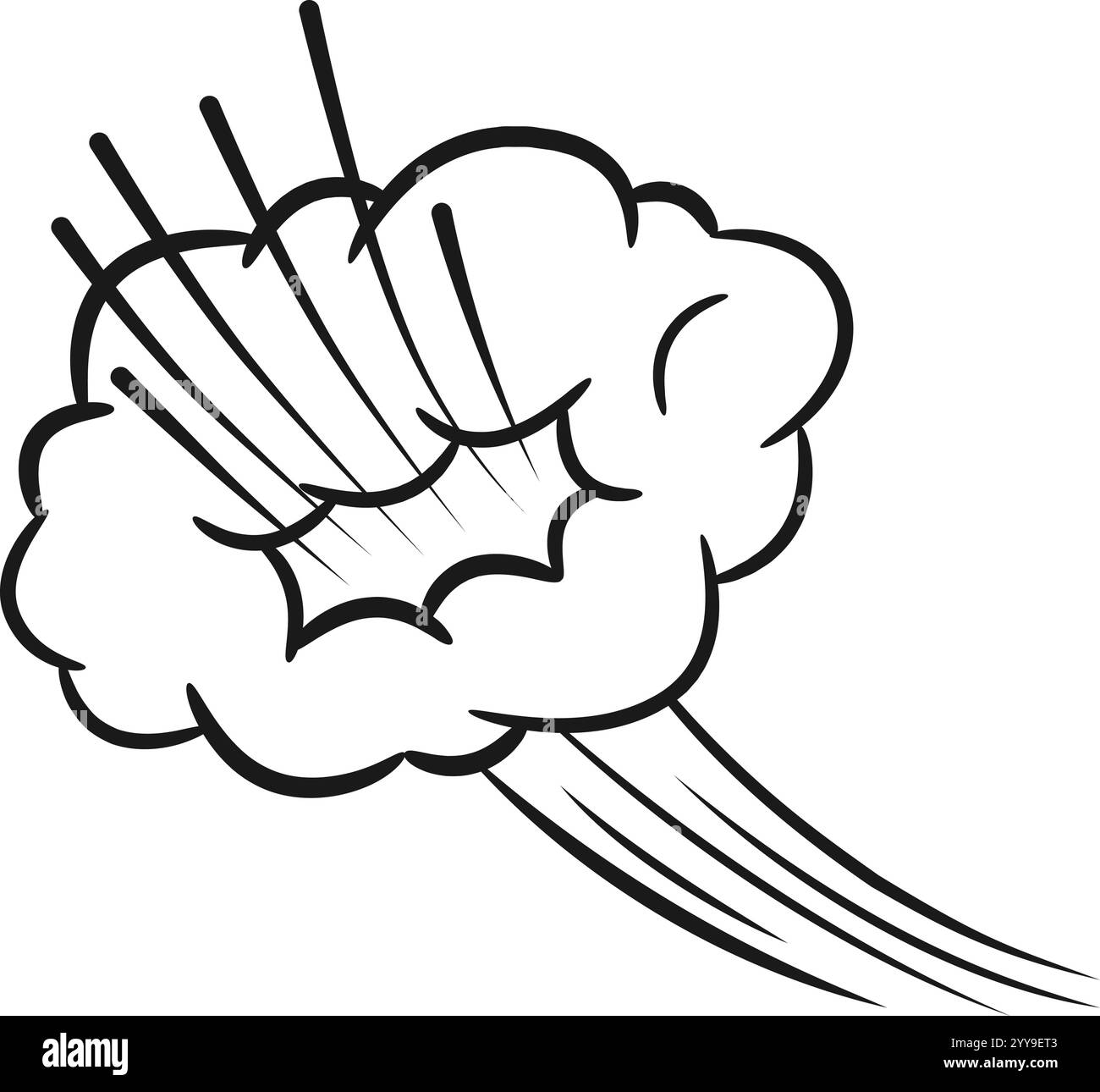 Hand drawn comic explosion cloud with speed lines is exploding ...