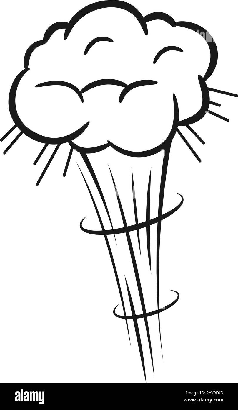 Cartoon explosion smoke cloud expanding and swirling downwards ...