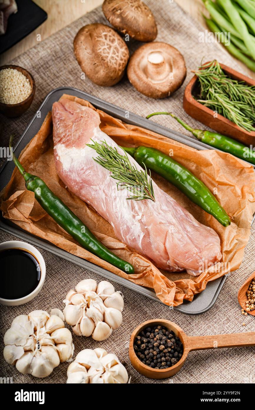 Farm food veggies meat table hi-res stock photography and images - Alamy