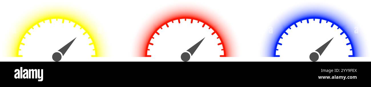 Speedometer or rating meter signs, gauge meters. Vector illustration ...