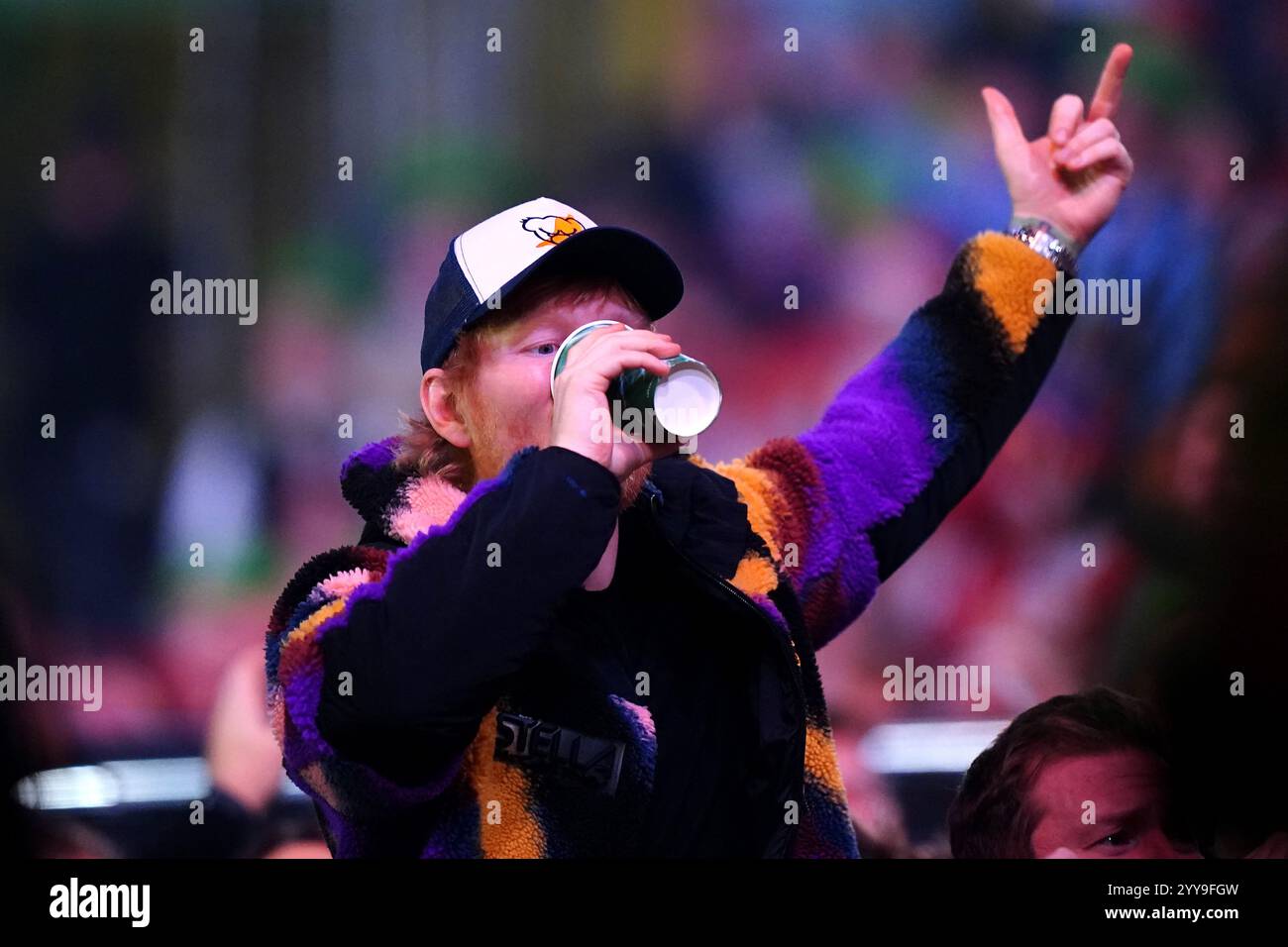 ***EDITOR NOTE: Gesture*** Singer-songwriter Ed Sheeran reacts to the ...