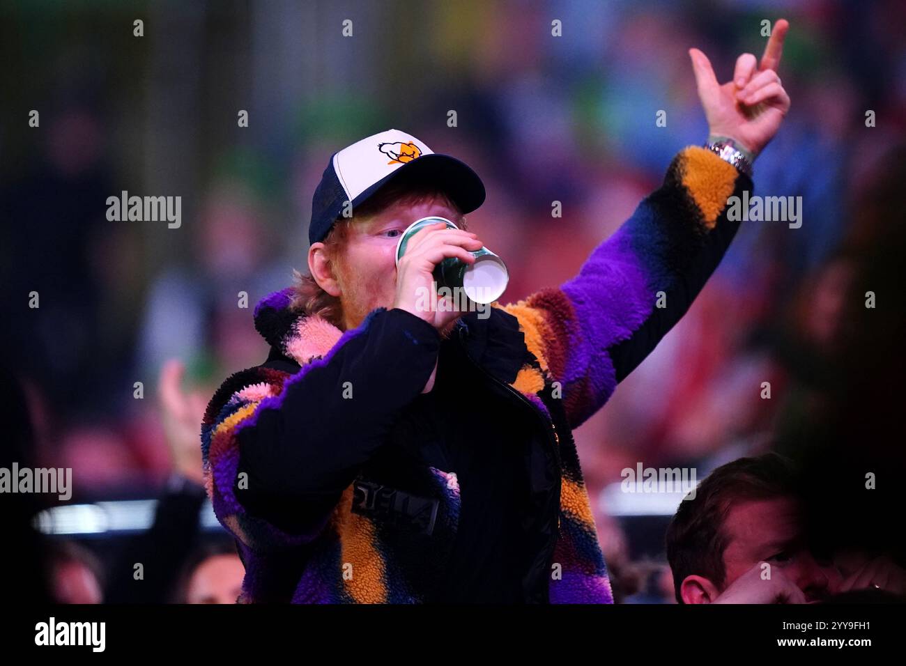 ***EDITOR NOTE: Gesture*** Singer-songwriter Ed Sheeran reacts to the ...