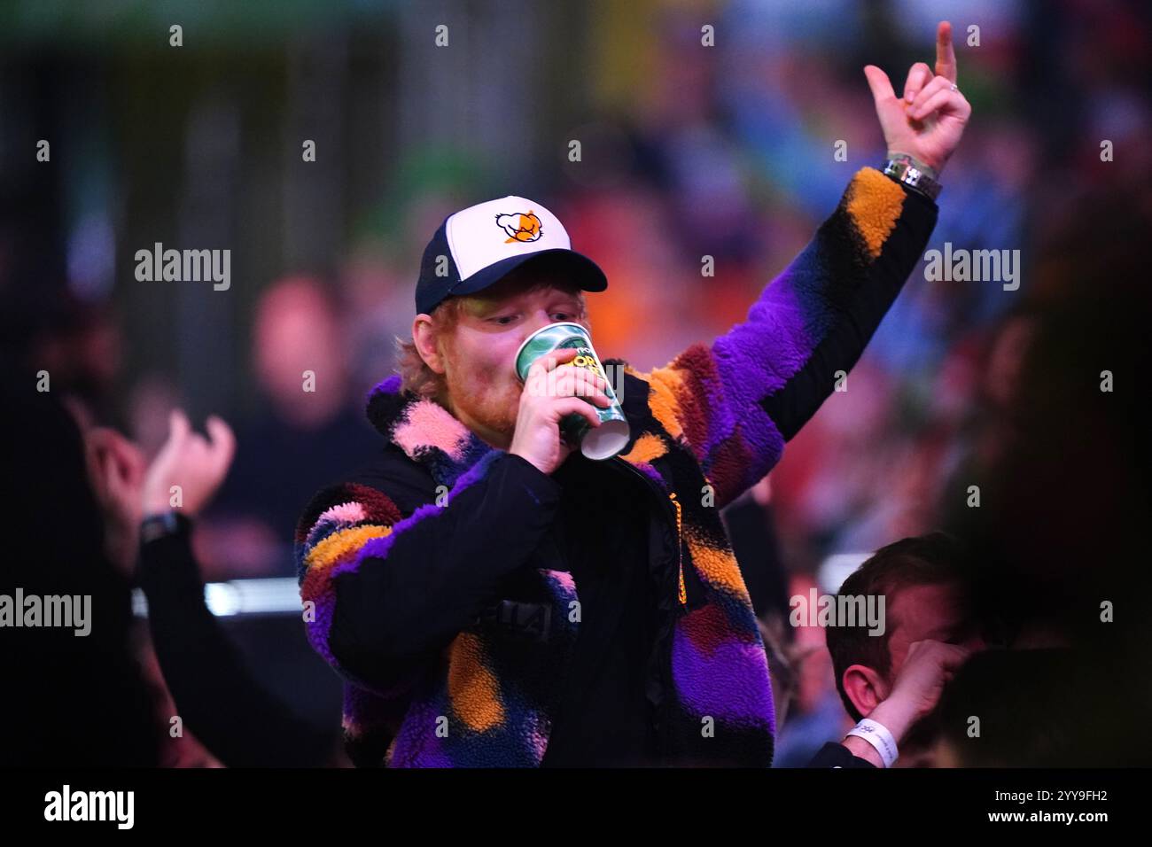 ***EDITOR NOTE: Gesture*** Singer-songwriter Ed Sheeran reacts to the ...