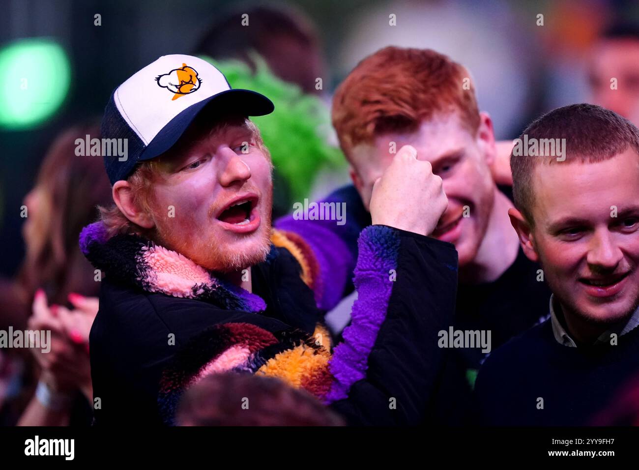 Singer-songwriter Ed Sheeran as the crowd chants about Ipswich Town ...