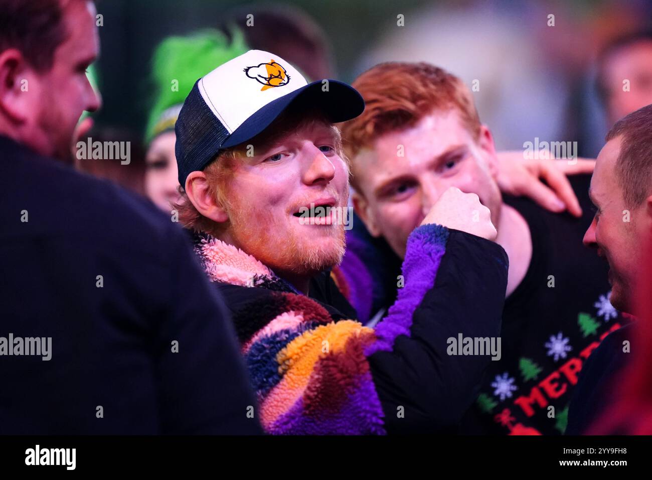 Singer-songwriter Ed Sheeran as the crowd chants about Ipswich Town ...