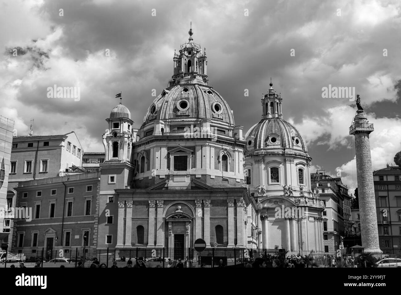 Rome, Italy - April 5, 2019: View of Santa Maria di Loreto and Chiesa ...