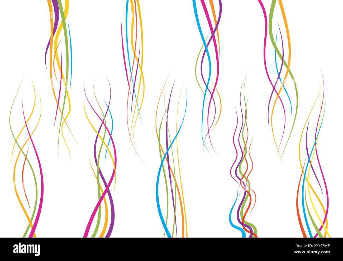 Set of abstract color curved lines. Wave design element. Vector ...