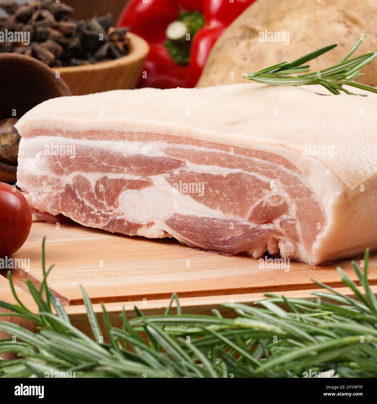 Fresh raw pork belly slab with ski hi-res stock photography and images ...