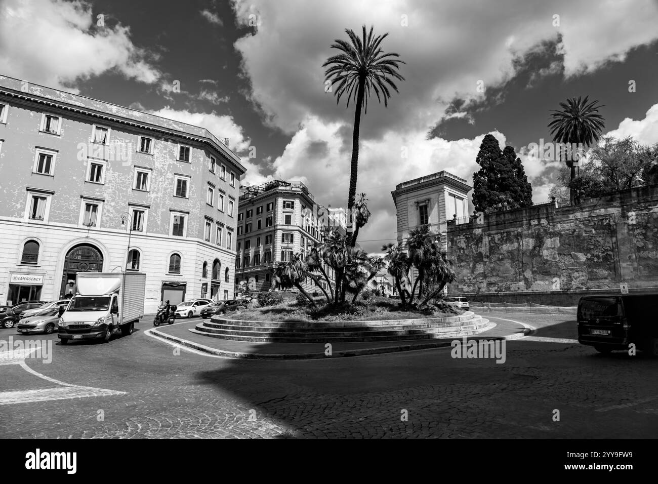 Rome, Italy - April 7, 2019: The roundabout at Largo Magnanapoli ...