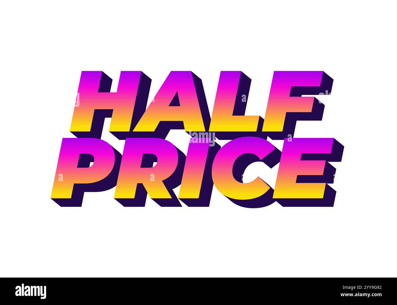 Half price. Text effect design in eye catching colors with three ...