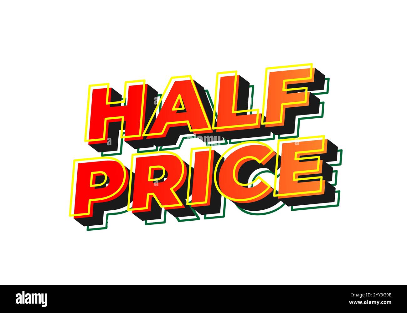 Half price. Text effect design in eye catching colors with three ...