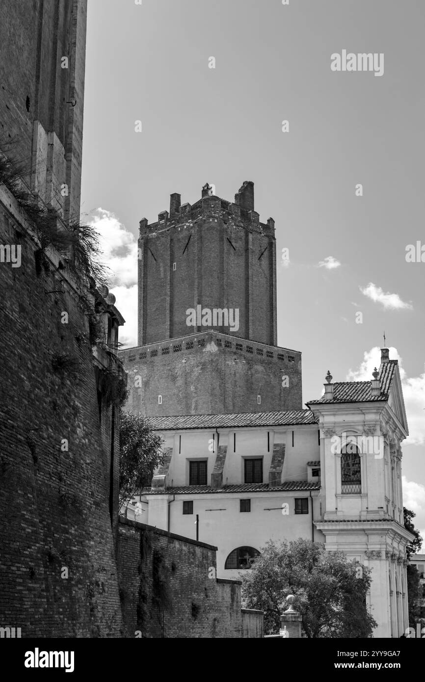 Rome, Italy - 5 APR 2019: La Torre delle Milizie, an ancient leaning ...