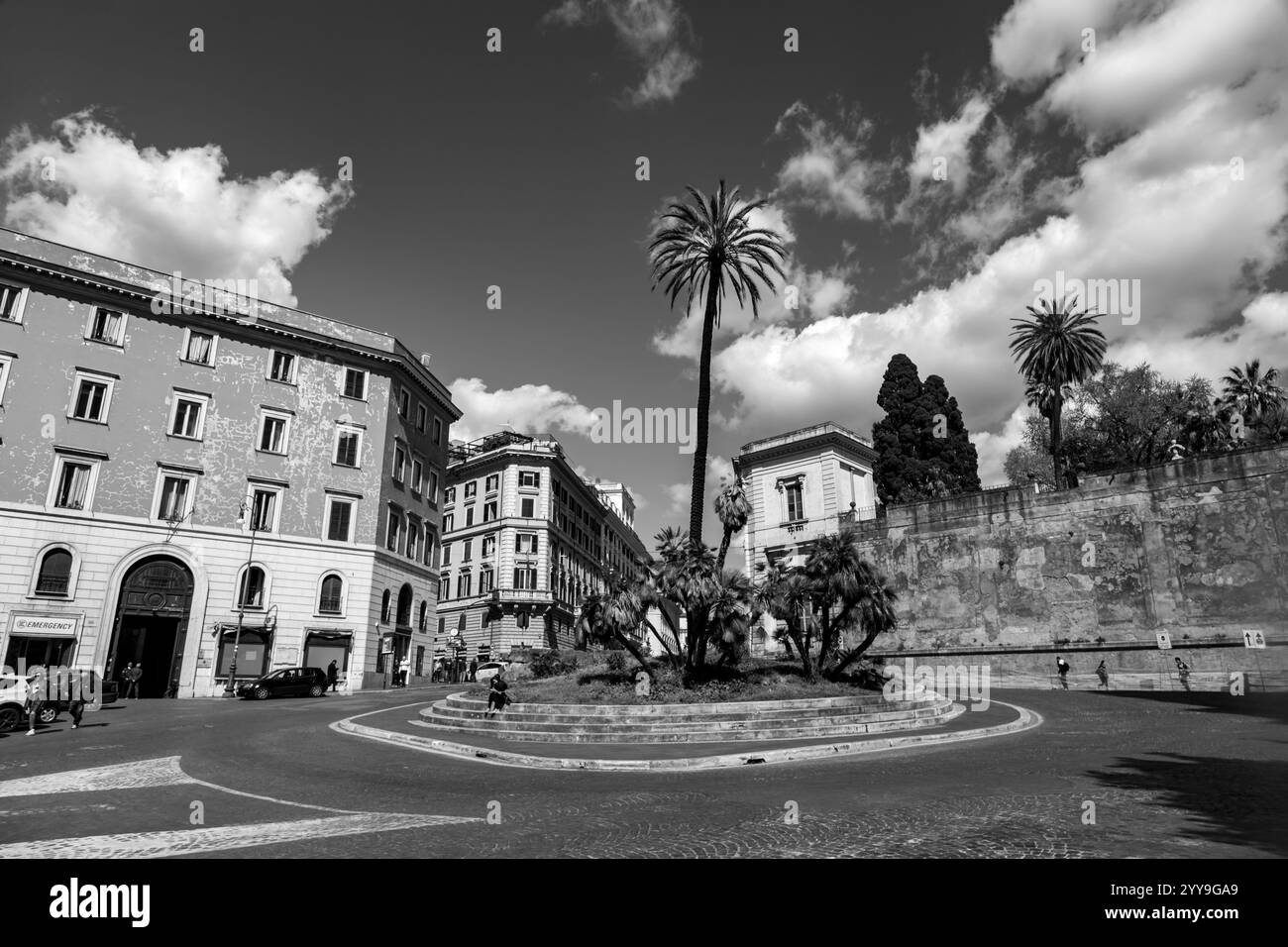 Rome, Italy - April 7, 2019: The roundabout at Largo Magnanapoli between Quattro Novembre and ...
