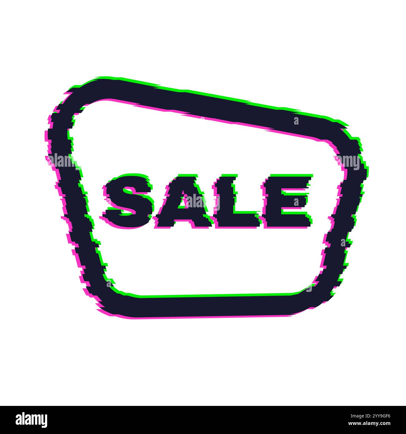 Distorted glitch sale banner with error effect on the edges and in text ...