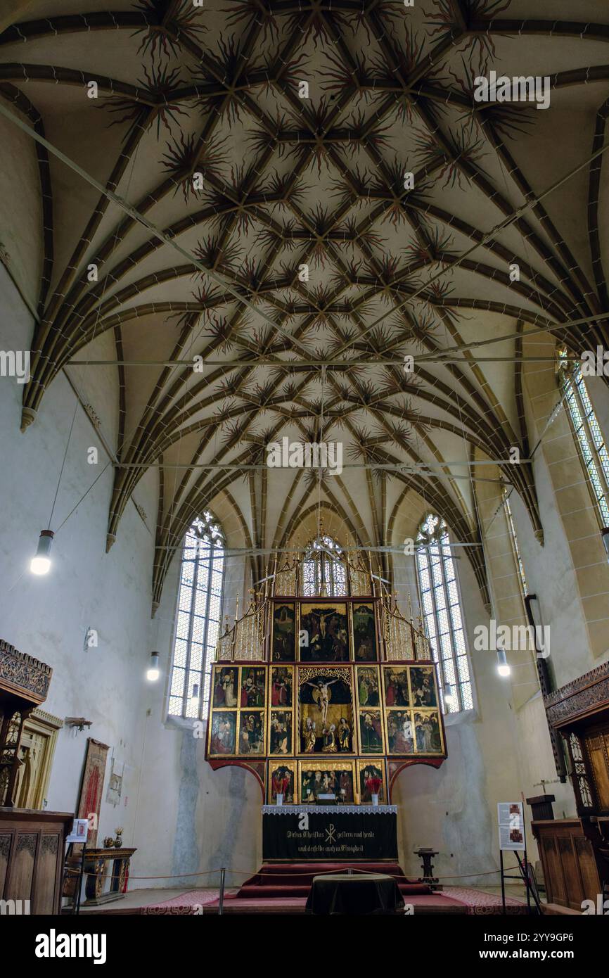 Interior of the Saxon fortified church in Biertan, Transylvania ...