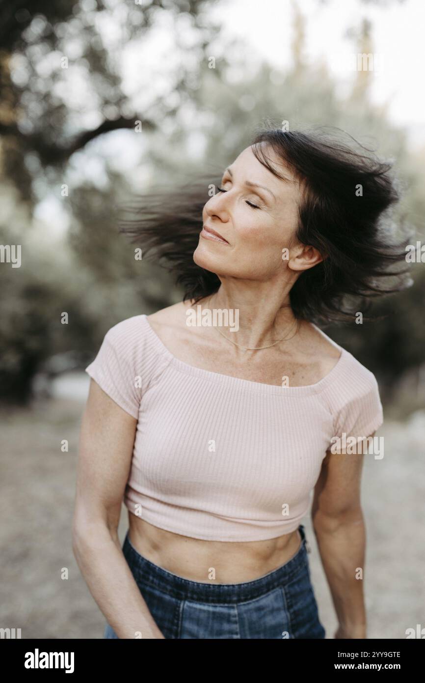 Attractive, bezelled woman, 40+ in portrait Stock Photo - Alamy