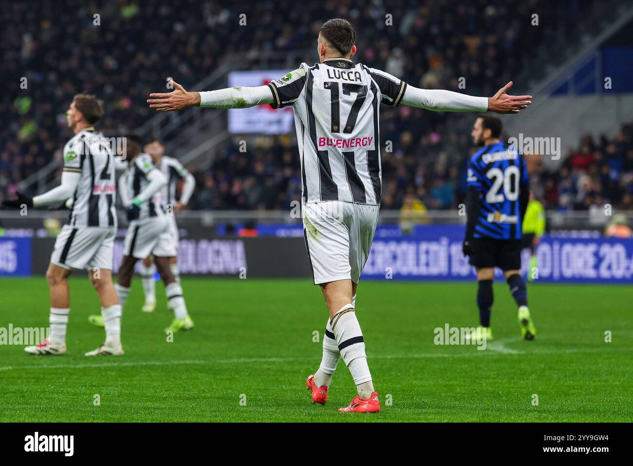 Lorenzo Lucca of Udinese Calcio reacts during Coppa Italia 2024/25 ...