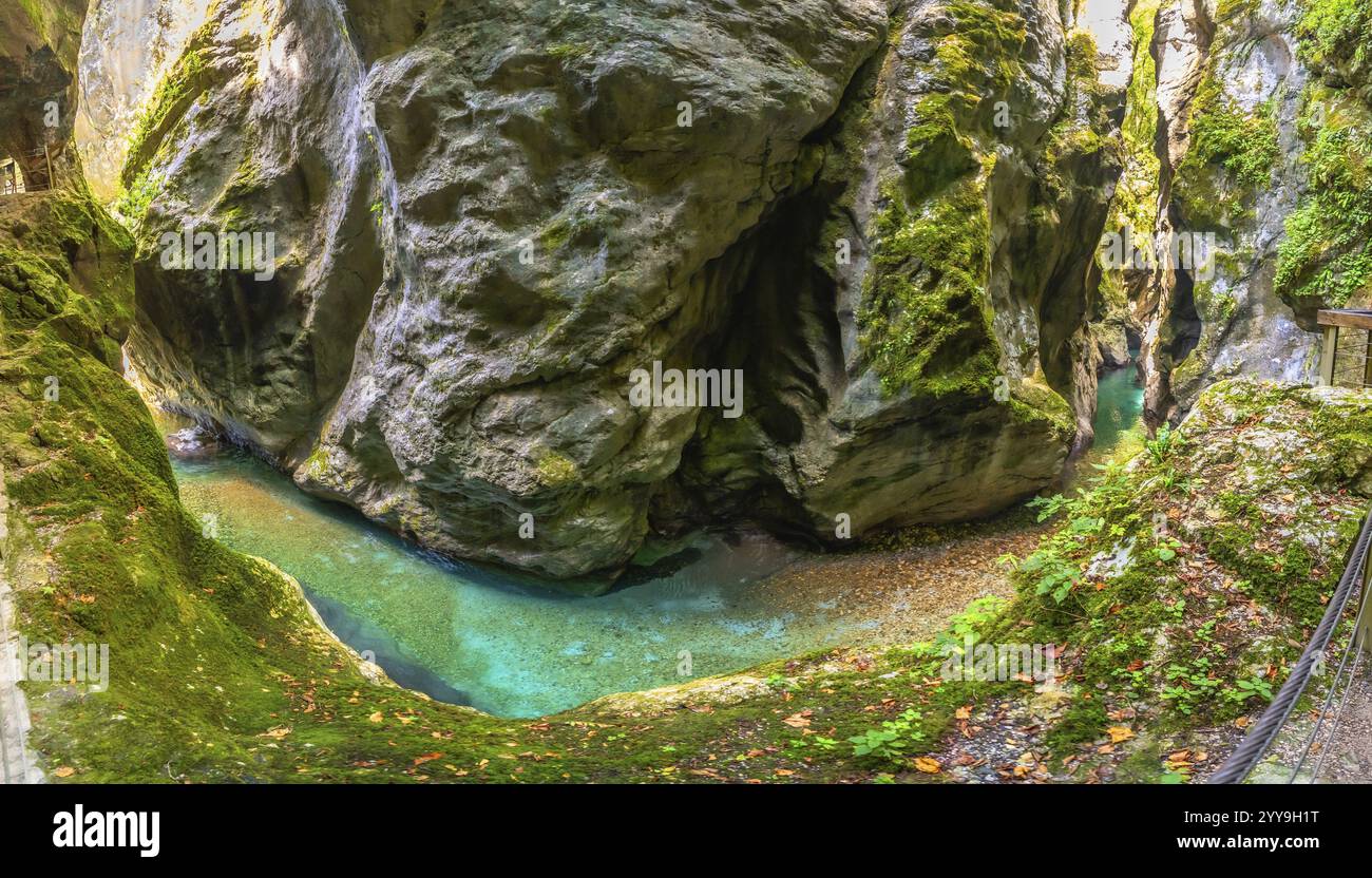 Breathtaking view of tolmin gorges featuring the crystal clear emerald ...
