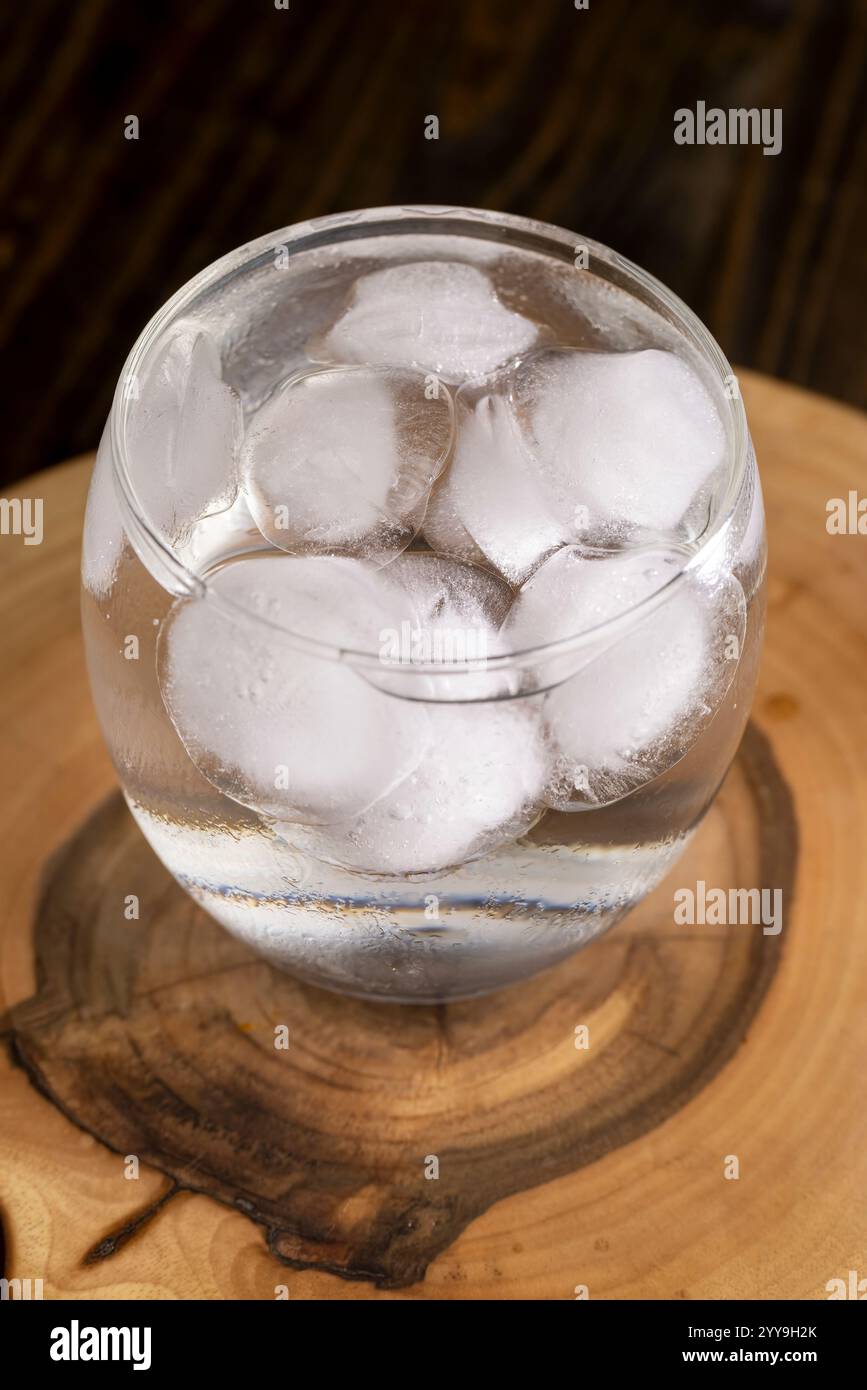glass with cold sparkling water, cold mineral water with a lot of gases and bubbles Stock Photo ...