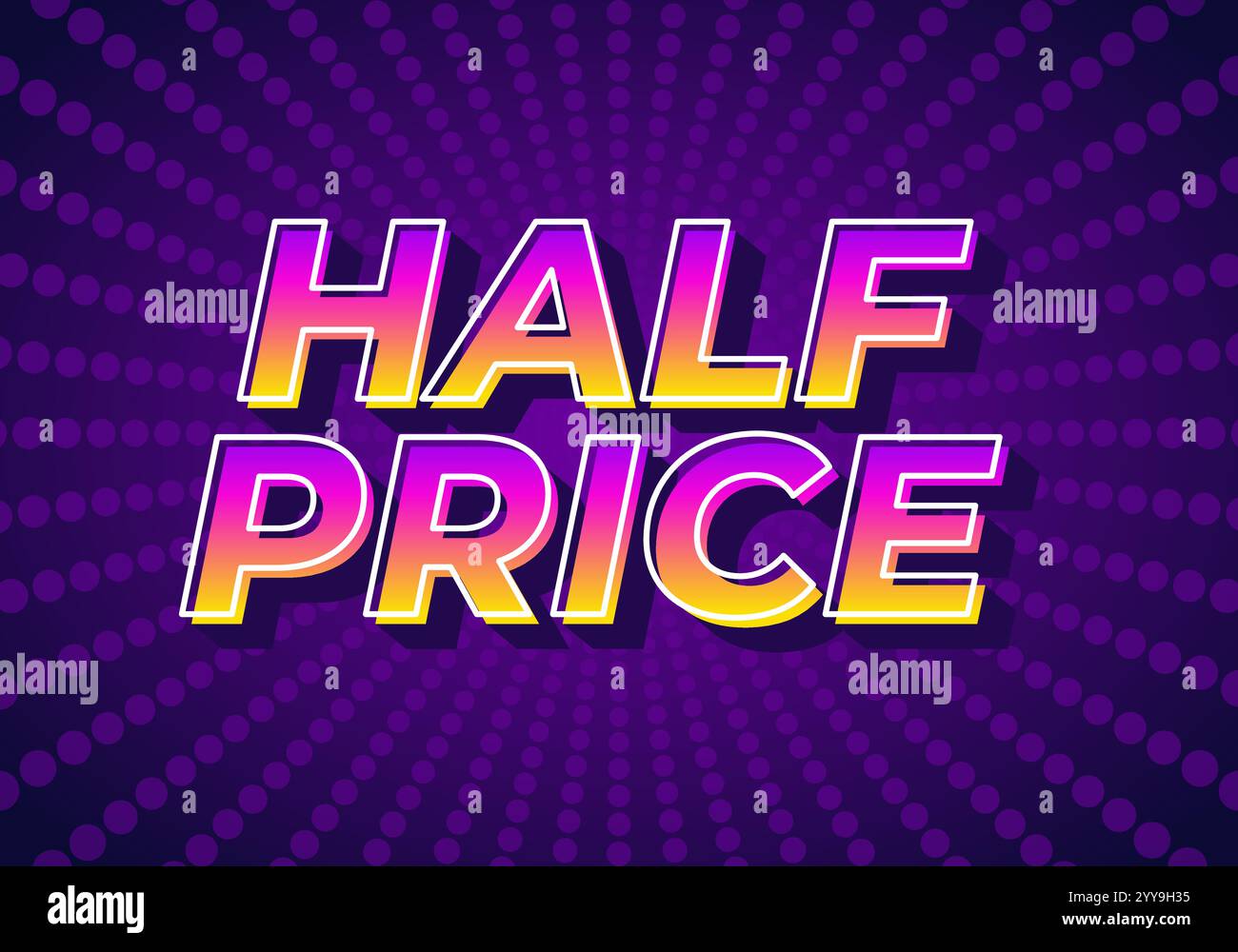 Half price. Text effect design in eye catching colors with three ...