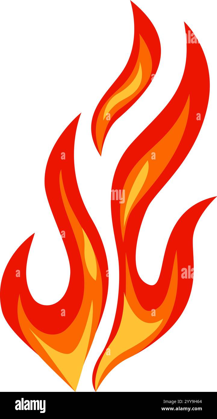 Cartoon flames are rising, creating an illustration of fire, heat, or ...