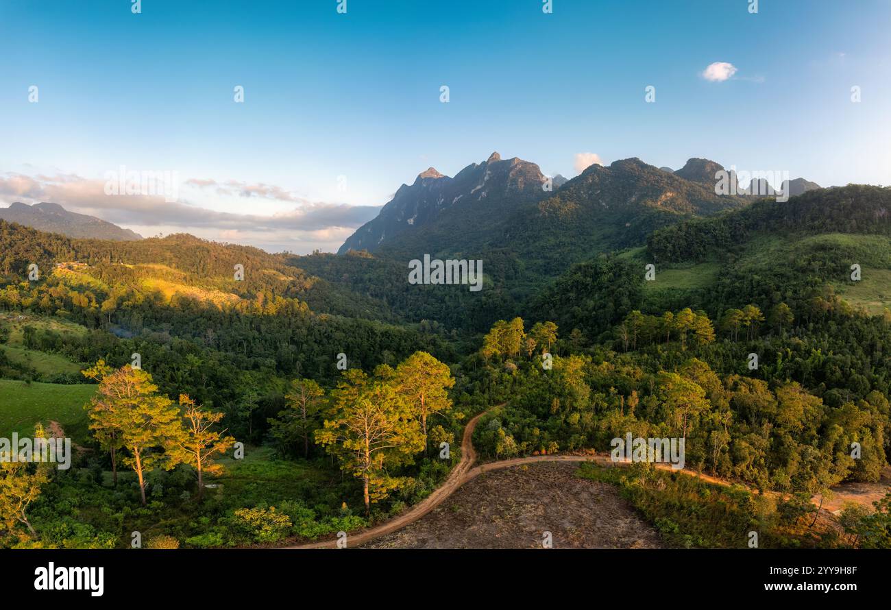 Panorama aerial view of Doi Luang Chiang Dao wildlife sanctuary over ...