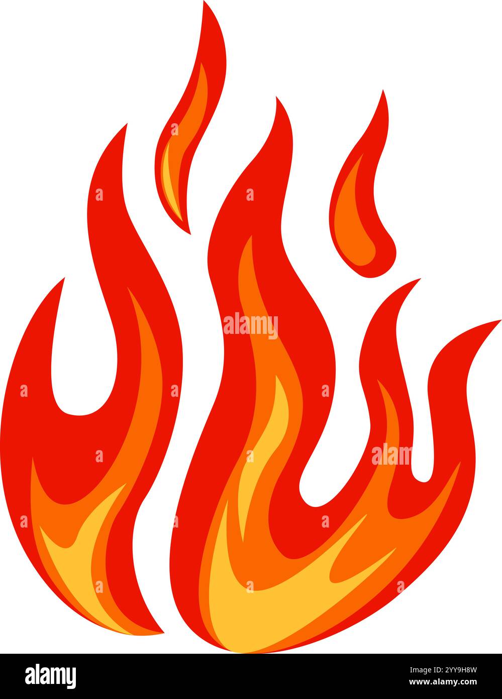 Cartoon flames rising with a stylized design, featuring shades of red ...