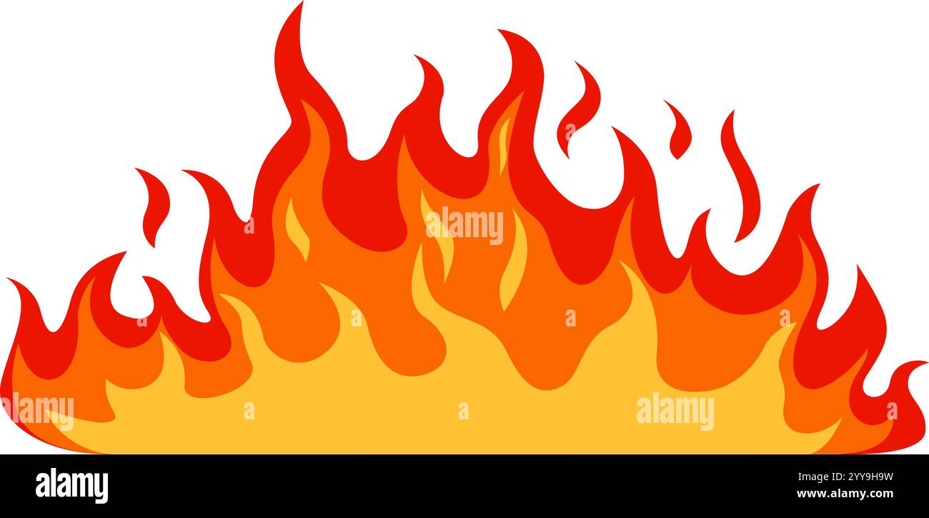 Cartoon flames rising against a white background, creating a dynamic ...