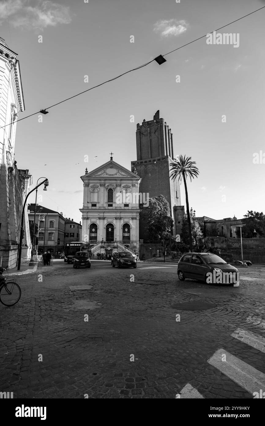Rome, Italy - 5 APR 2019: La Torre delle Milizie, an ancient leaning ...