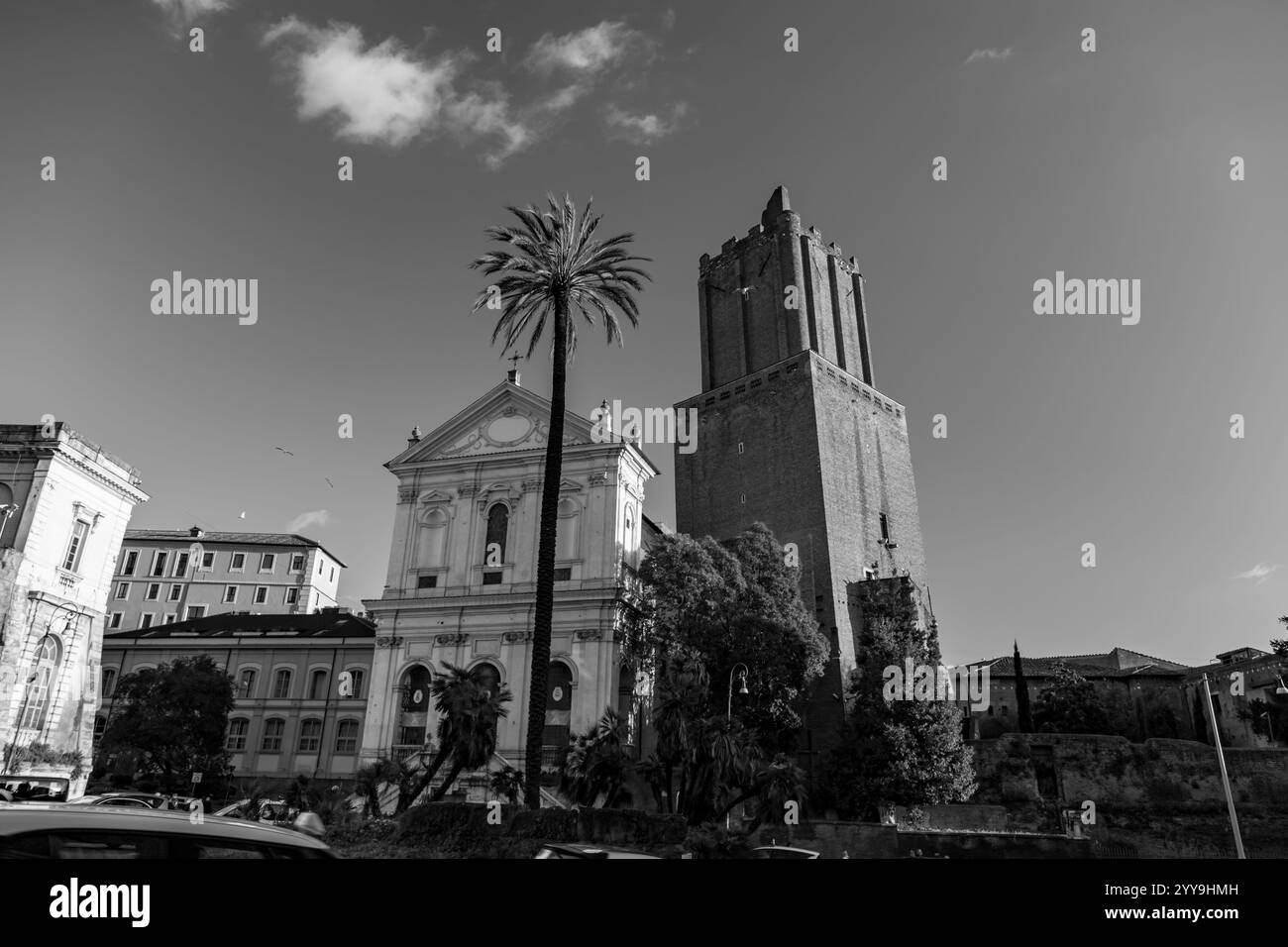 Rome, Italy - 5 APR 2019: La Torre delle Milizie, an ancient leaning ...