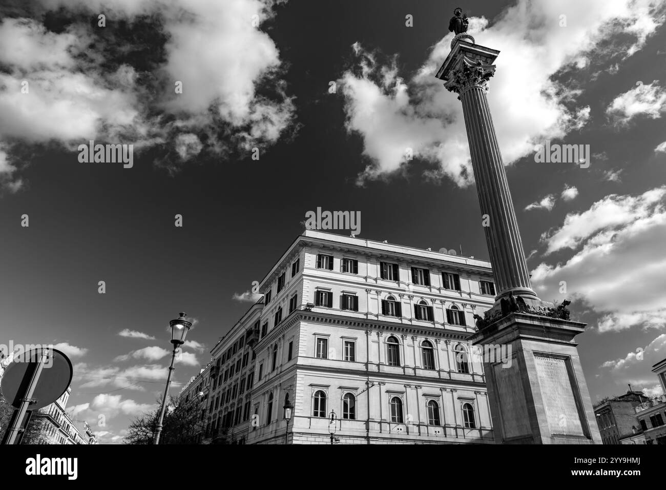 Rome, Italy - April 7, 2019: The Column of Peace in the middle of the ...