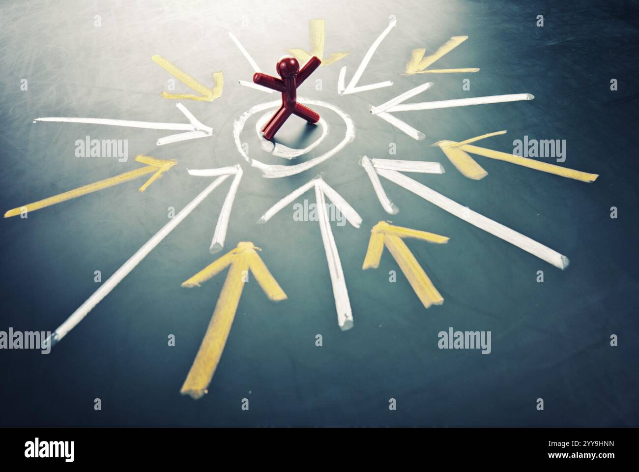 Stress on the man. many arrow head toward the man Stock Photo - Alamy