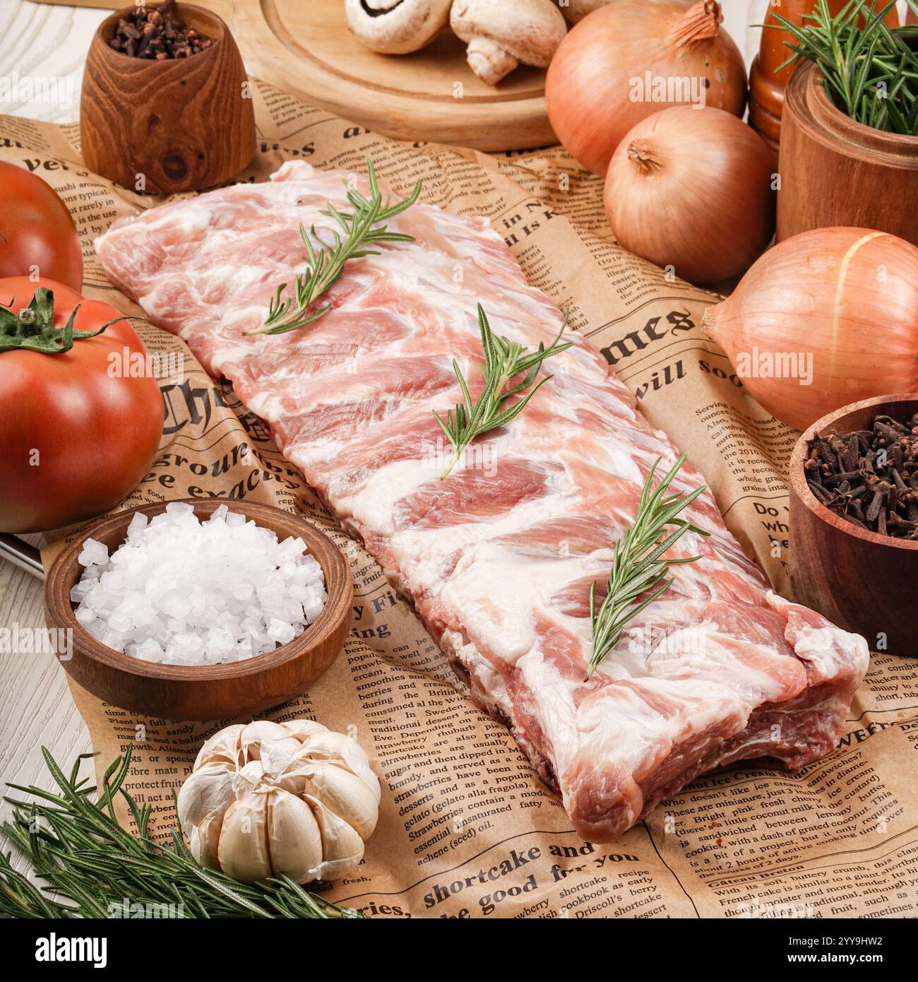 Raw ribs rosemary salt hi-res stock photography and images - Alamy