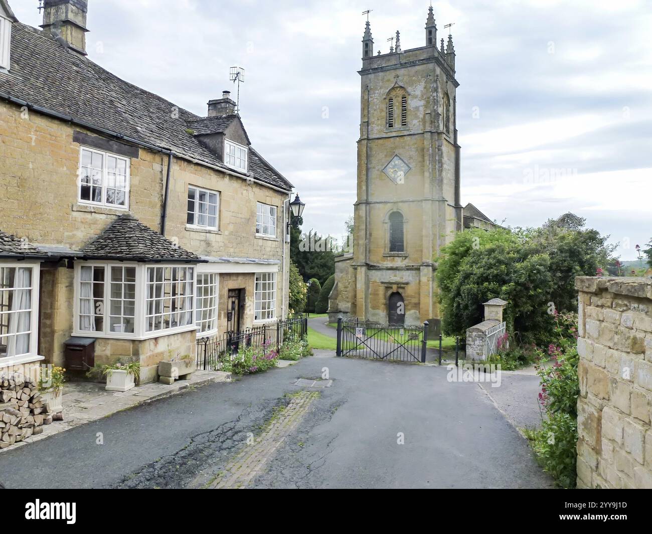 Charming street view of traditional stone houses leading to a historic ...