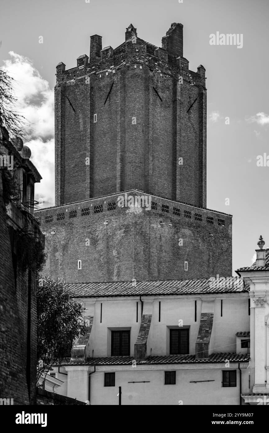 La Torre delle Milizie, an ancient leaning tower next to the Trajan ...