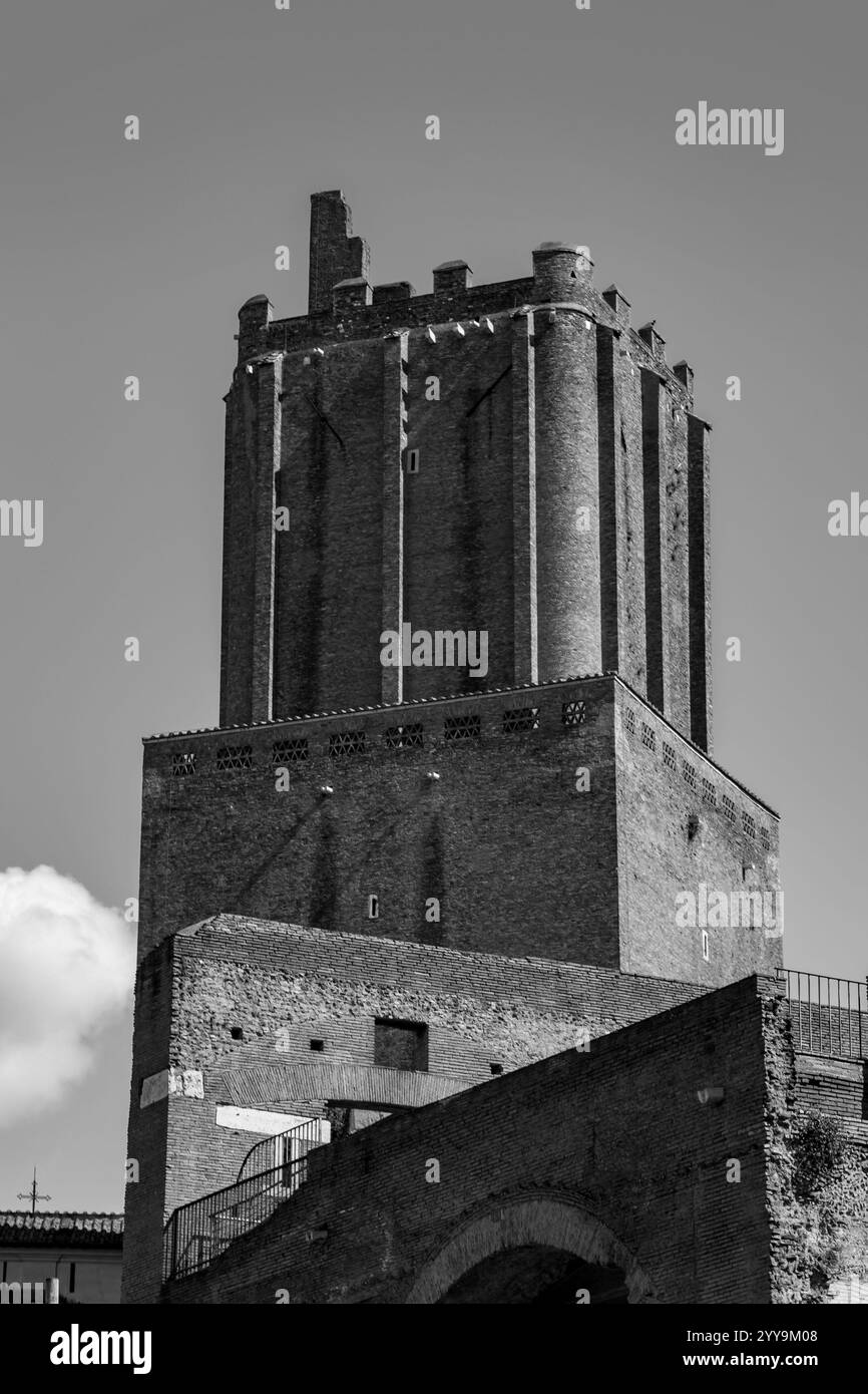 La Torre delle Milizie, an ancient leaning tower next to the Trajan ...
