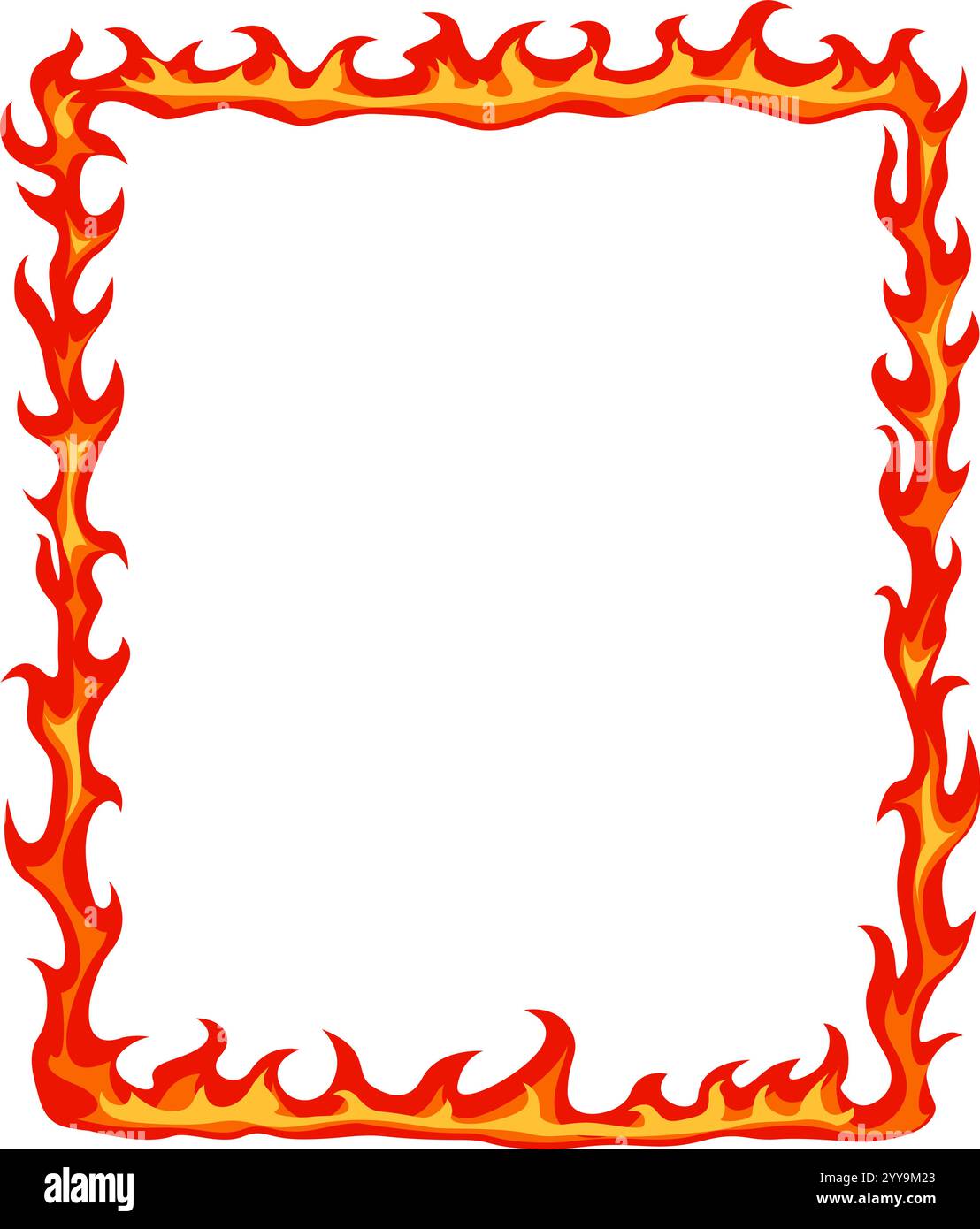 Square frame created by cartoon fire flames providing a vibrant and ...