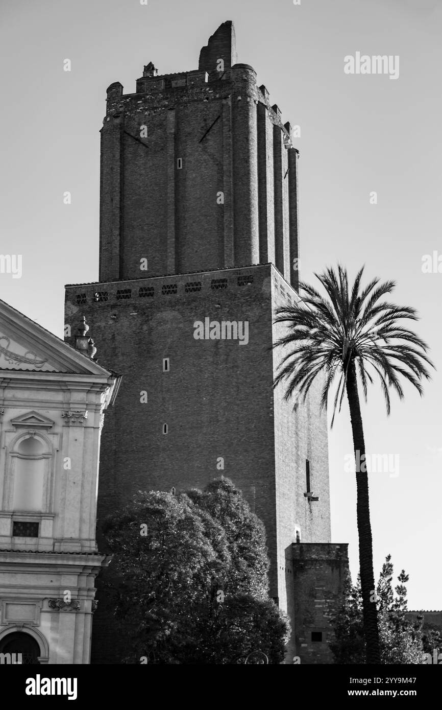 La Torre delle Milizie, an ancient leaning tower next to the Trajan ...