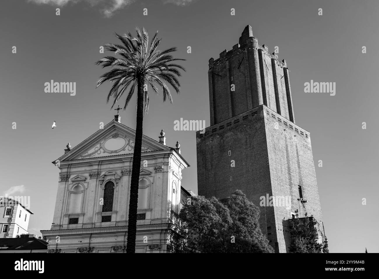 La Torre delle Milizie, an ancient leaning tower next to the Trajan ...