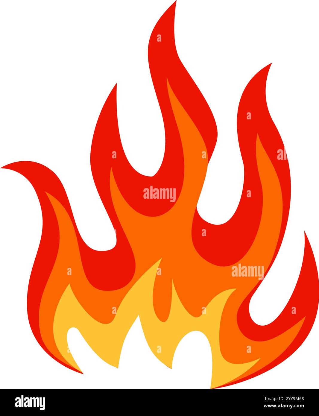 Cartoon flames are rising high with a stylized design featuring red and ...