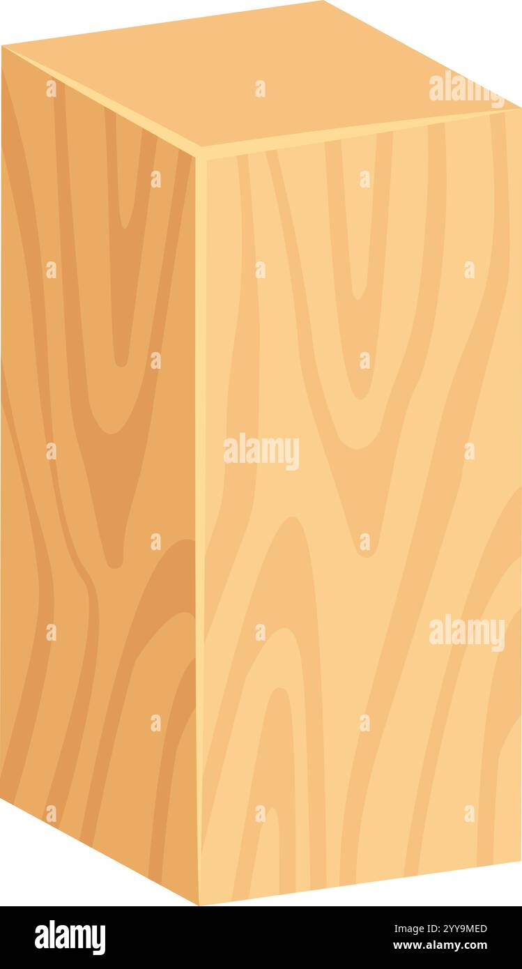 Light brown wooden block resting on a white background, displaying a ...