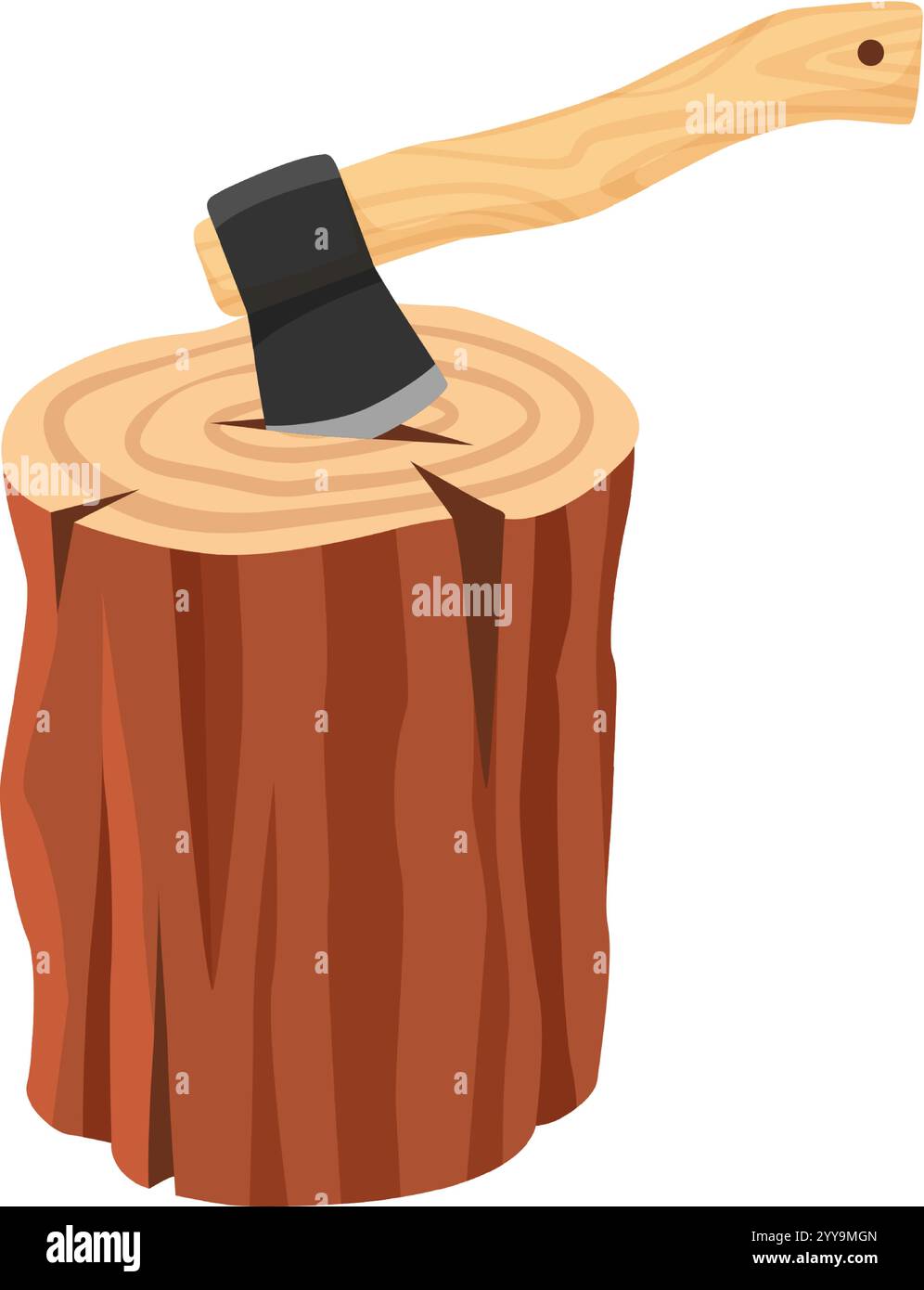 Sharp axe splitting a log, serving as an essential tool for chopping ...