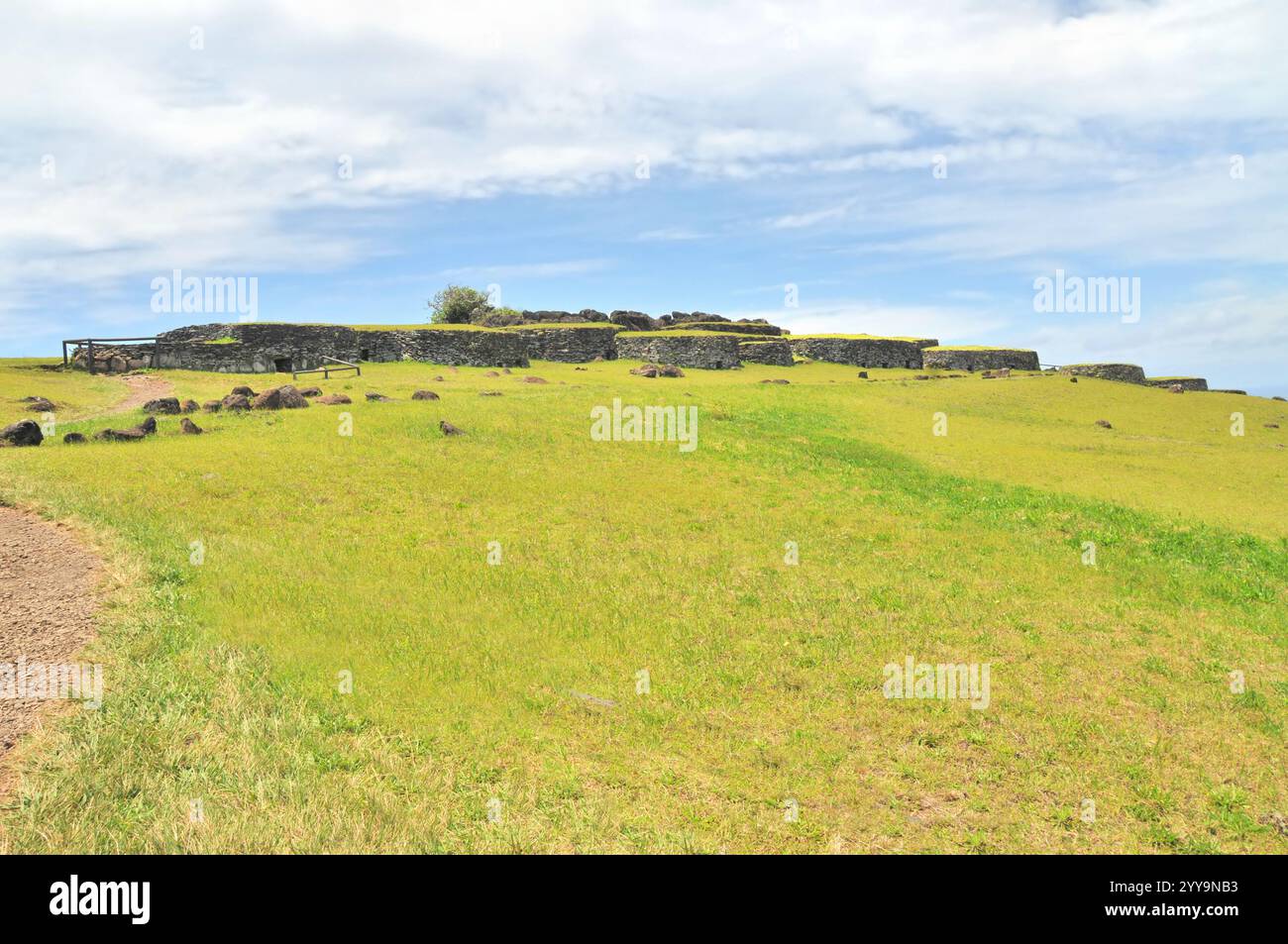 Rano Kau and ceremonial village of Orongo on Easter Island, Chile Stock ...