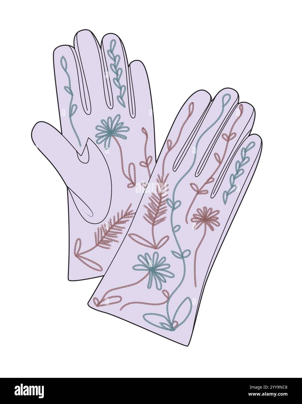 Embroidered gloves drawing hi-res stock photography and images - Alamy
