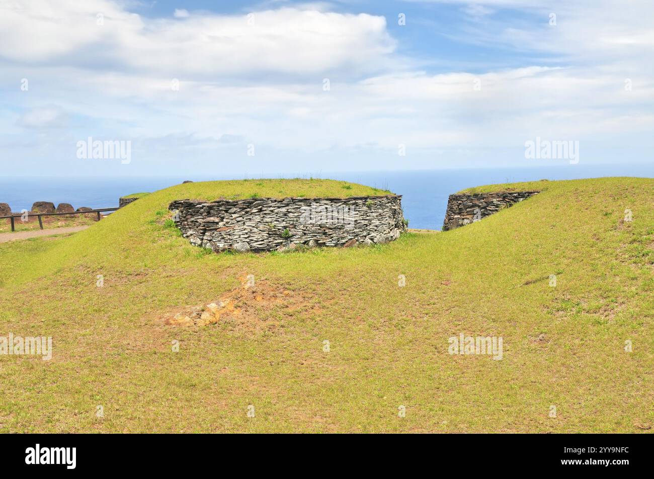 Rano Kau and ceremonial village of Orongo on Easter Island, Chile Stock ...