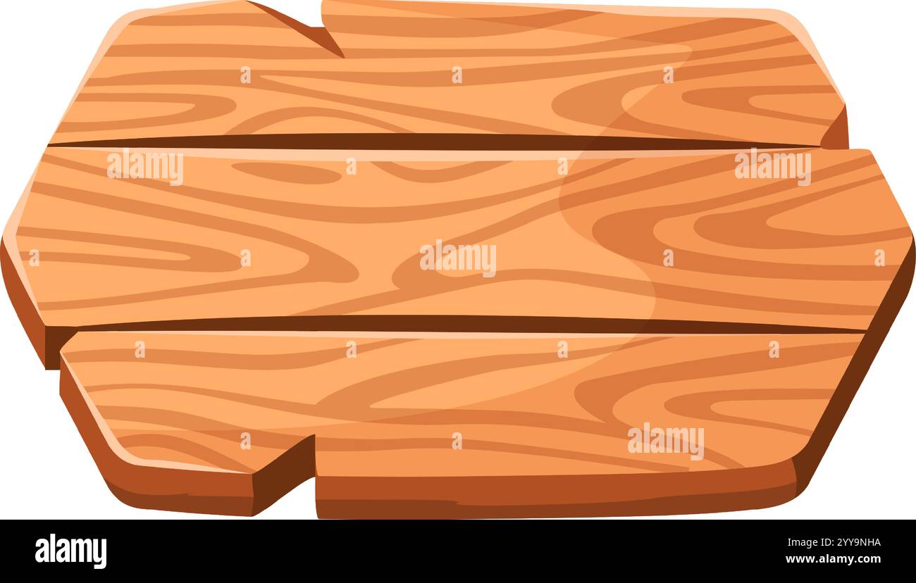 Cartoon wooden sign crafted from three planks, featuring distinct wood ...