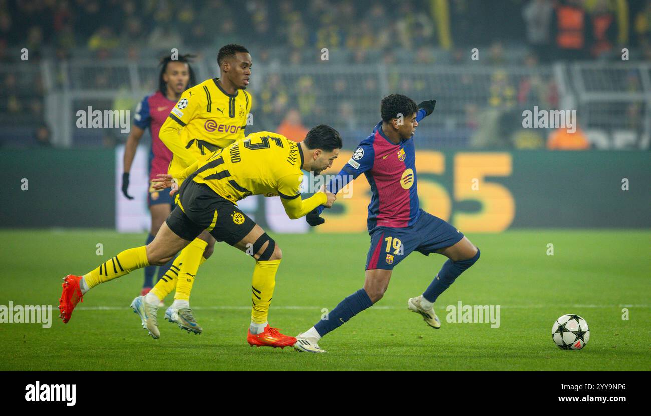 Dortmund, Germany. 11th Dec 2024. Jamie Gittens (BvB) Ramy Bensebaini ...