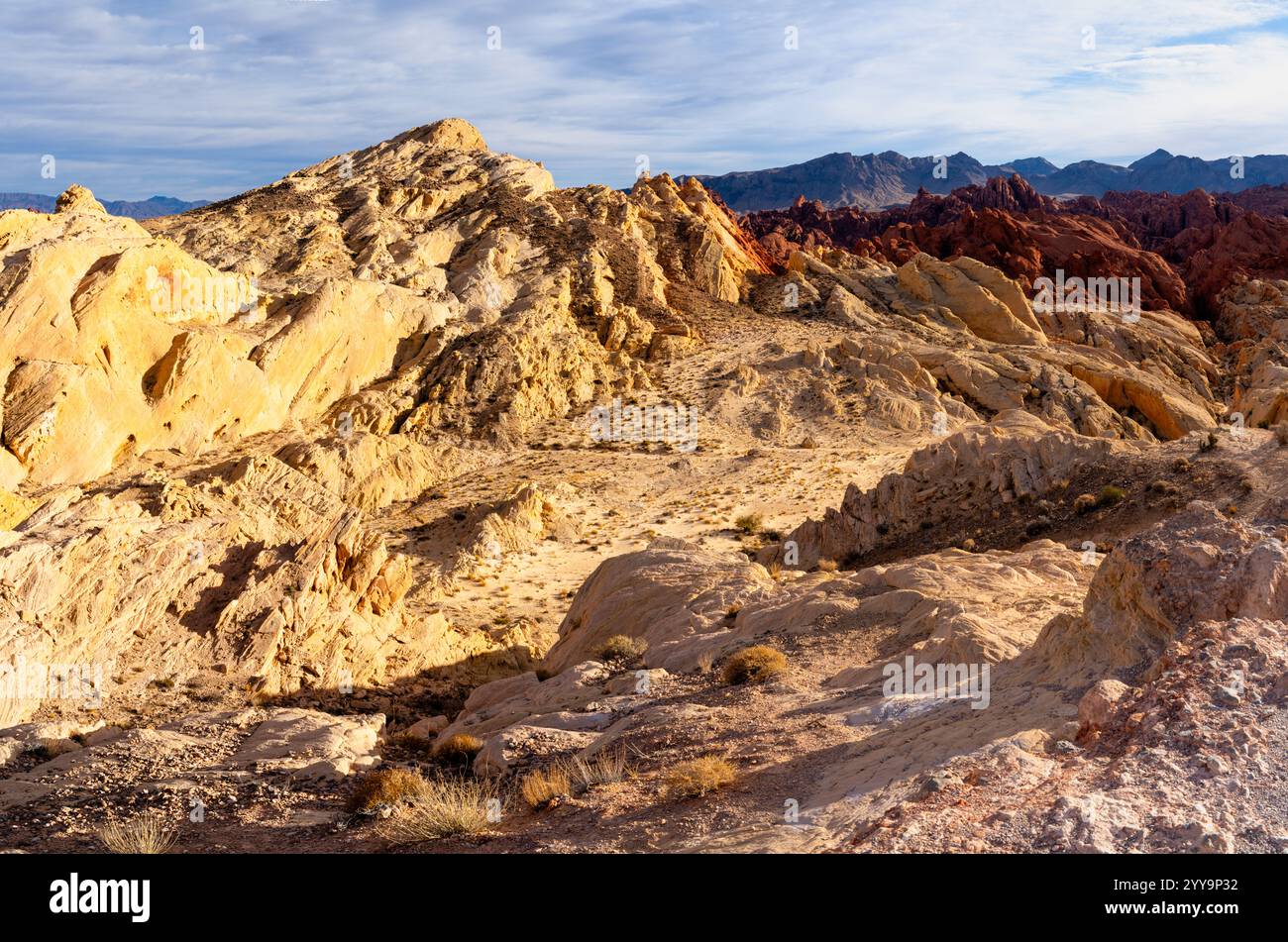 Panoramic photograph of Valley of Fire State Park at the Fire Canyon ...