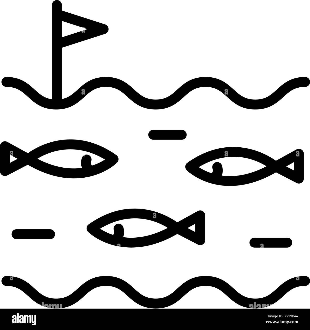 Fishing farm ponds concept vector line icon. Farmer testing pool with ...