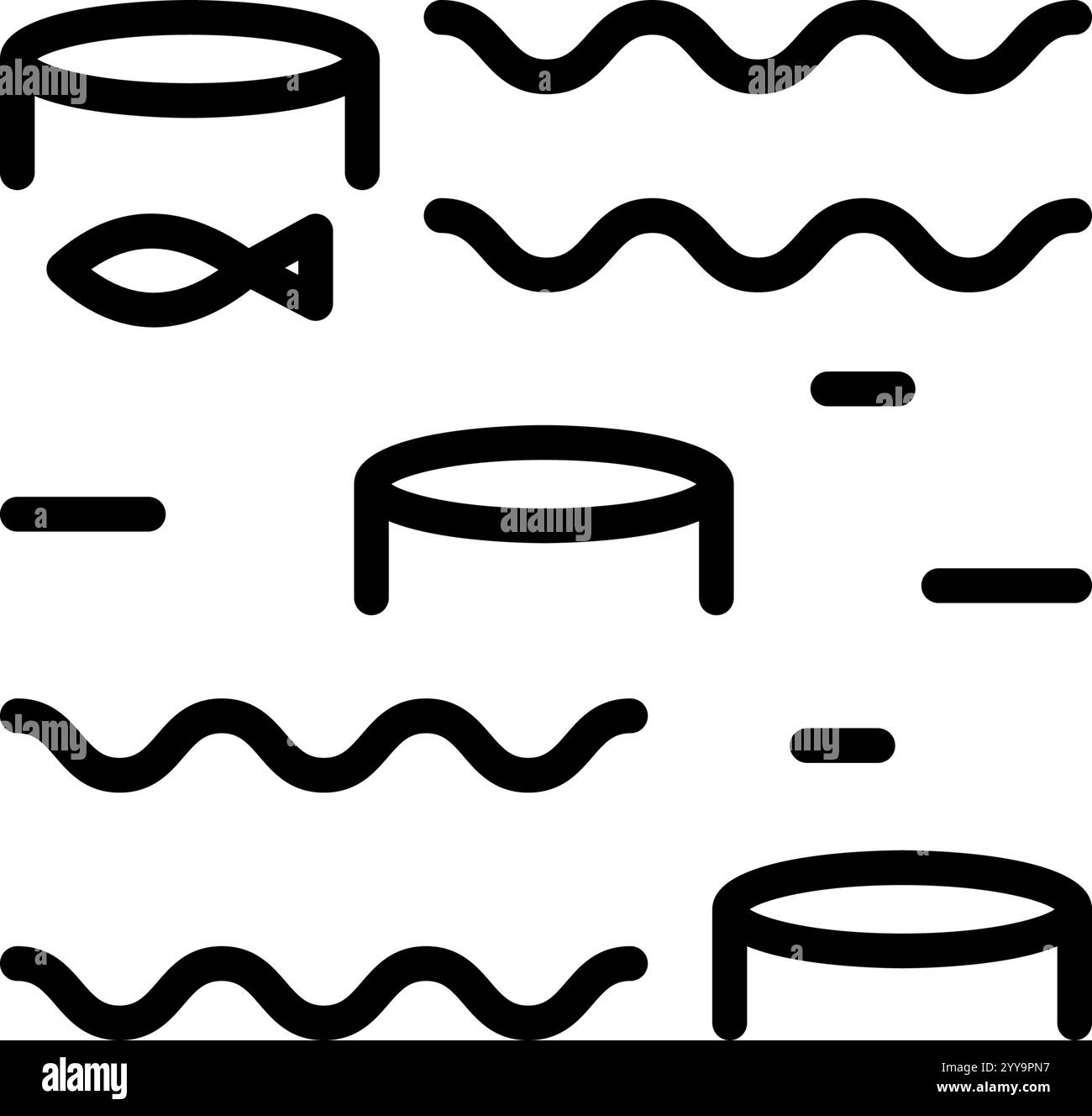 Floating farm line icon. Fish farming industry polyester ponds. Marine ...